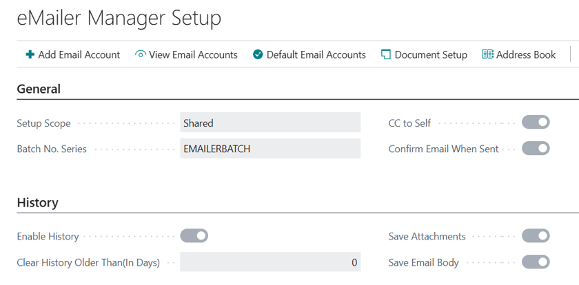 eMailer Manager Setup
