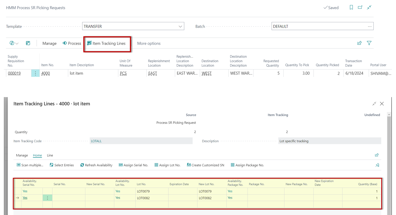 HMM Process Supply Transfer/Return Requests